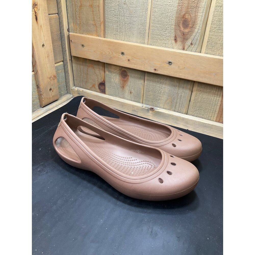 Crocs Womens Tan Ballet Flats With Cutouts Lightweigh… - Gem